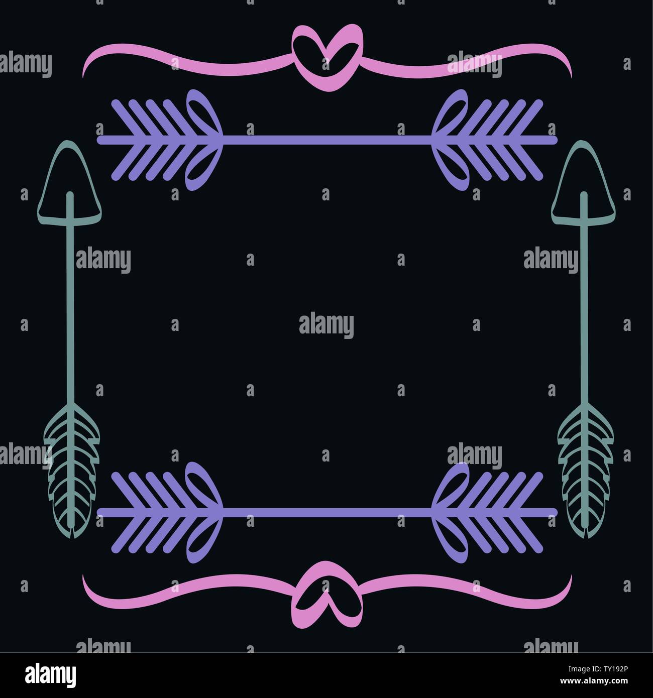 square frame with indian arrows boho style vector illustration design ...