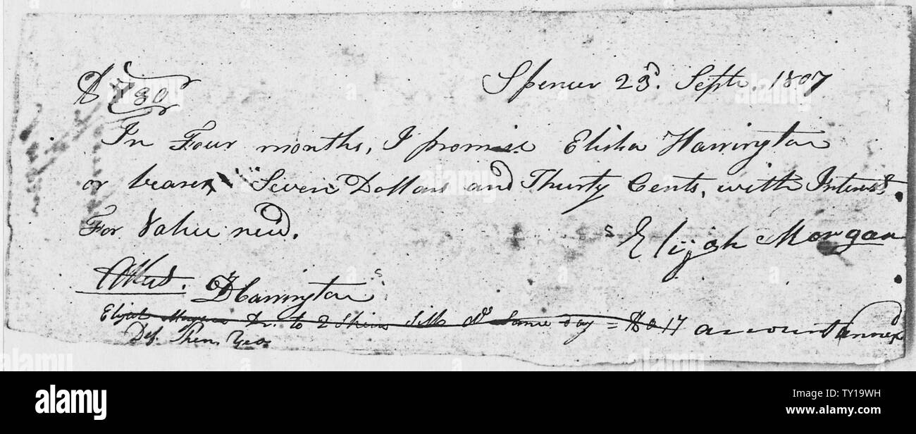Elijah Morgan Promisory Note September 23, 1807; Scope and content ...