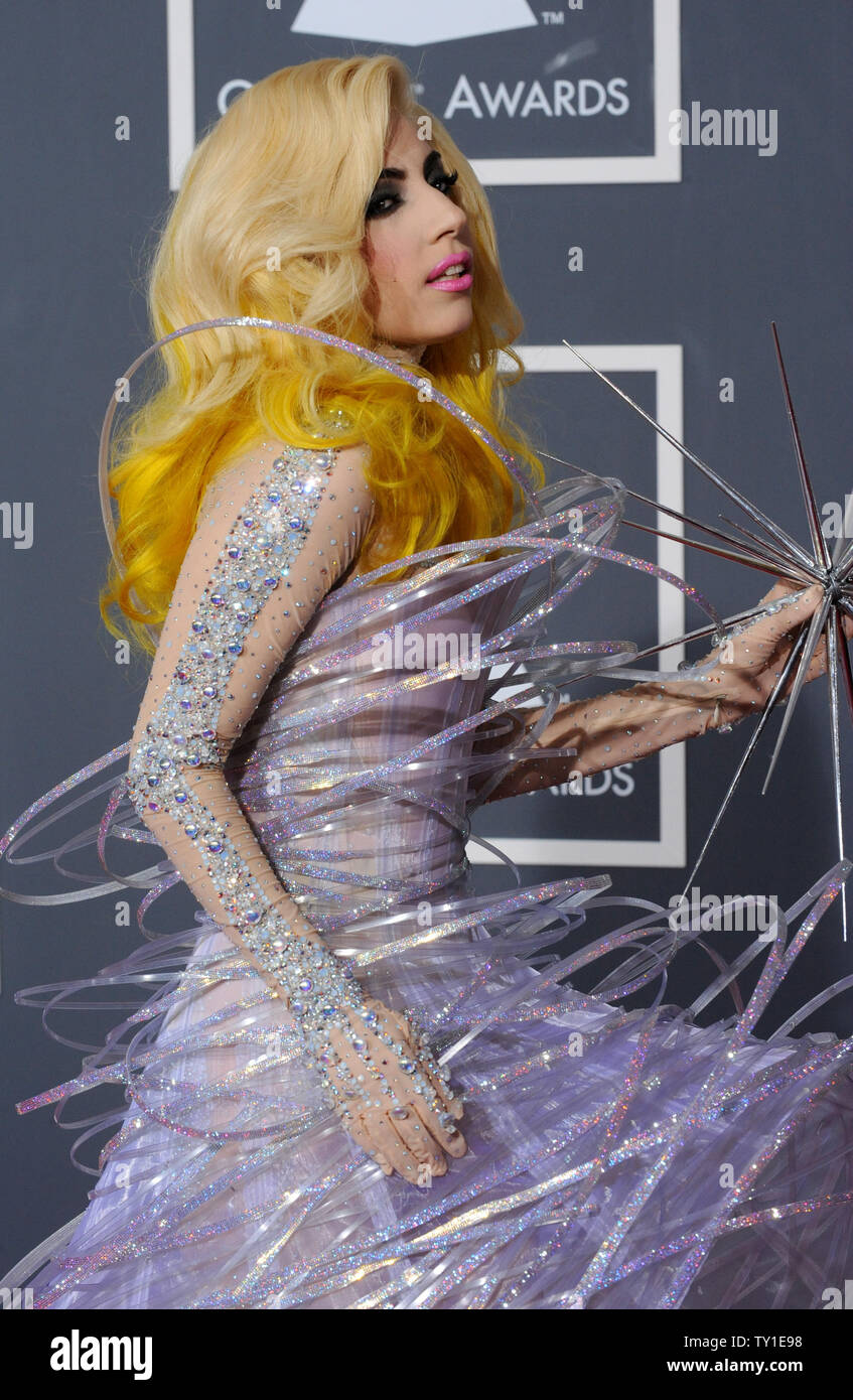 Singer Lady Ga Ga arrives at the 52nd annual Grammy Awards at Staples ...