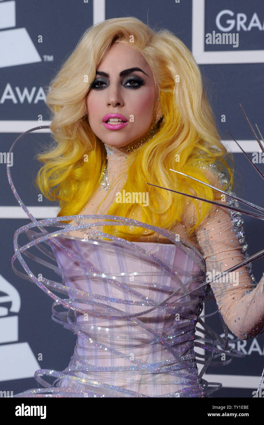 Singer Lady GaGa arrives at the 52nd annual Grammy Awards at Staples ...
