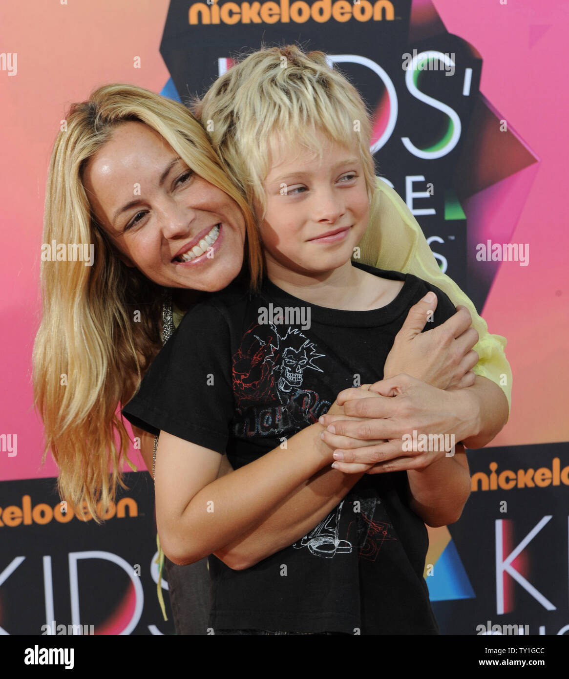 Actress Maria Bello and her son Jackson Blue McDermot attend ...