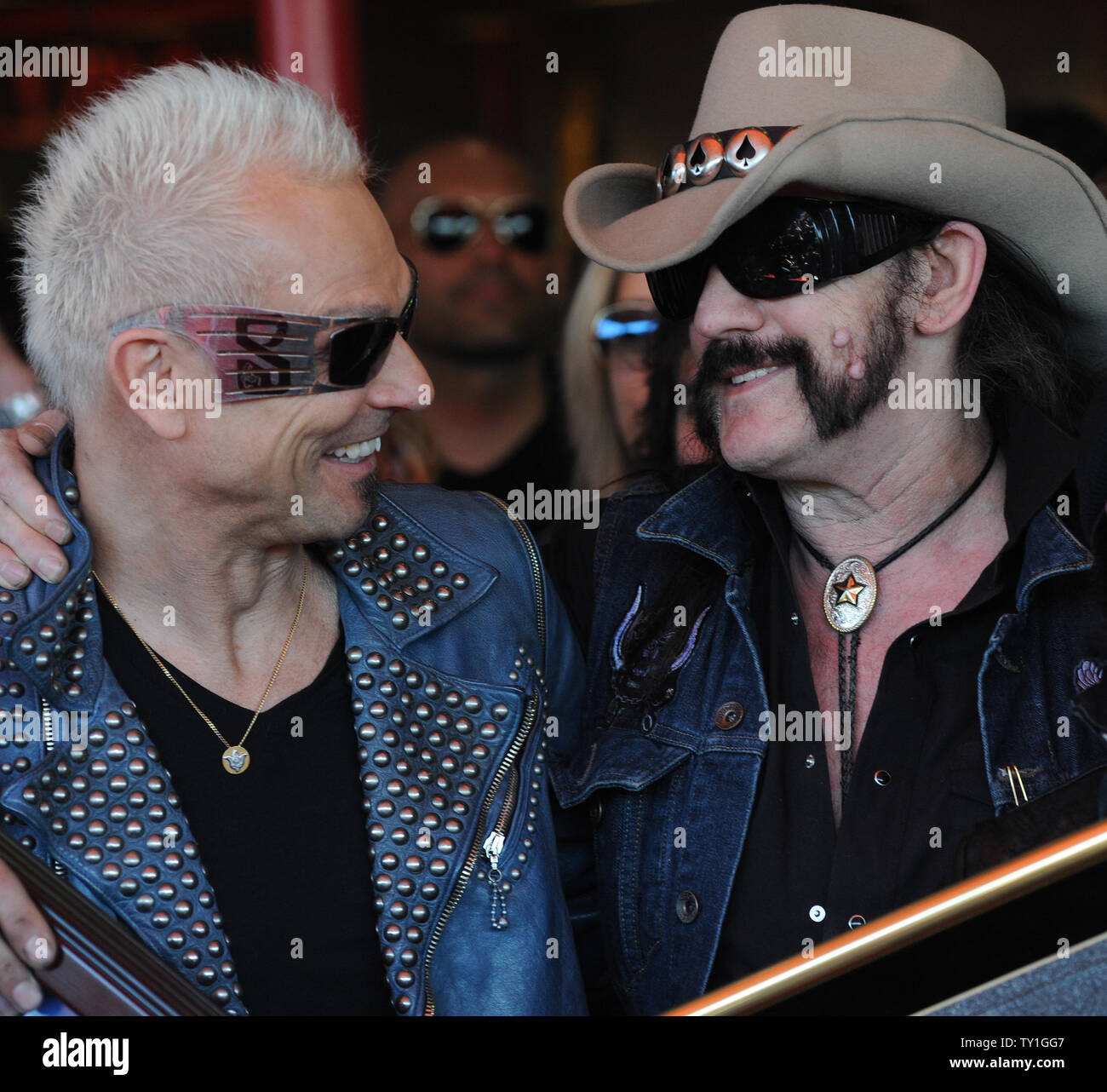 Rudolf Schenker (L) guitarist for German rock band The Scorpions, is ...