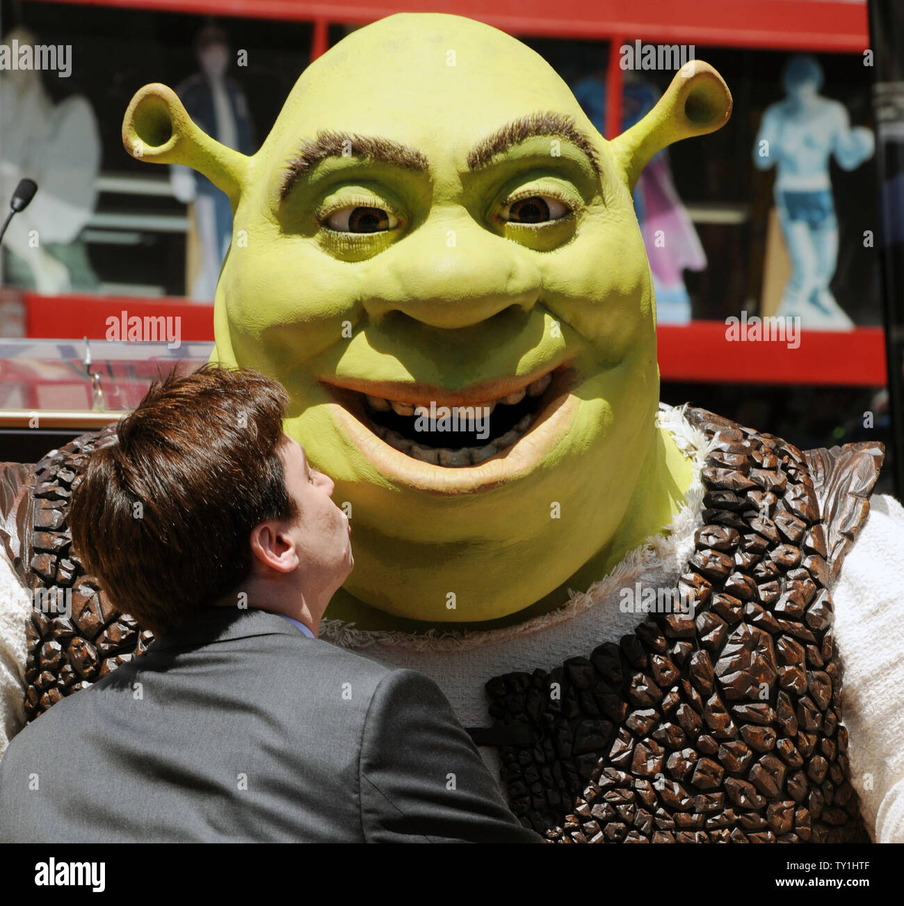 "Shrek" is joined by actor Mike Myers as the character receives a star ...