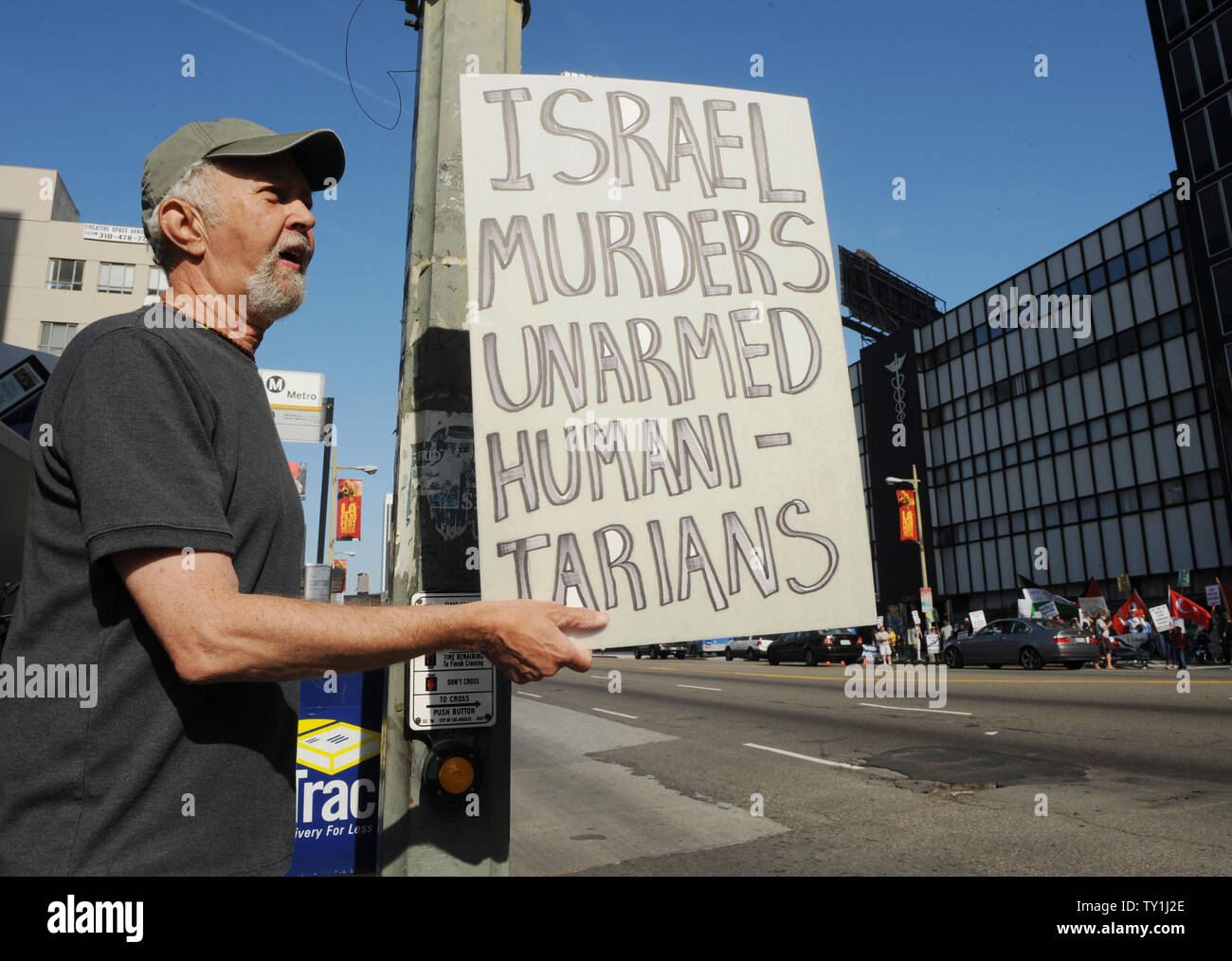 Michael Patin joins demonstrators at the Israeli Consulate gathered to ...