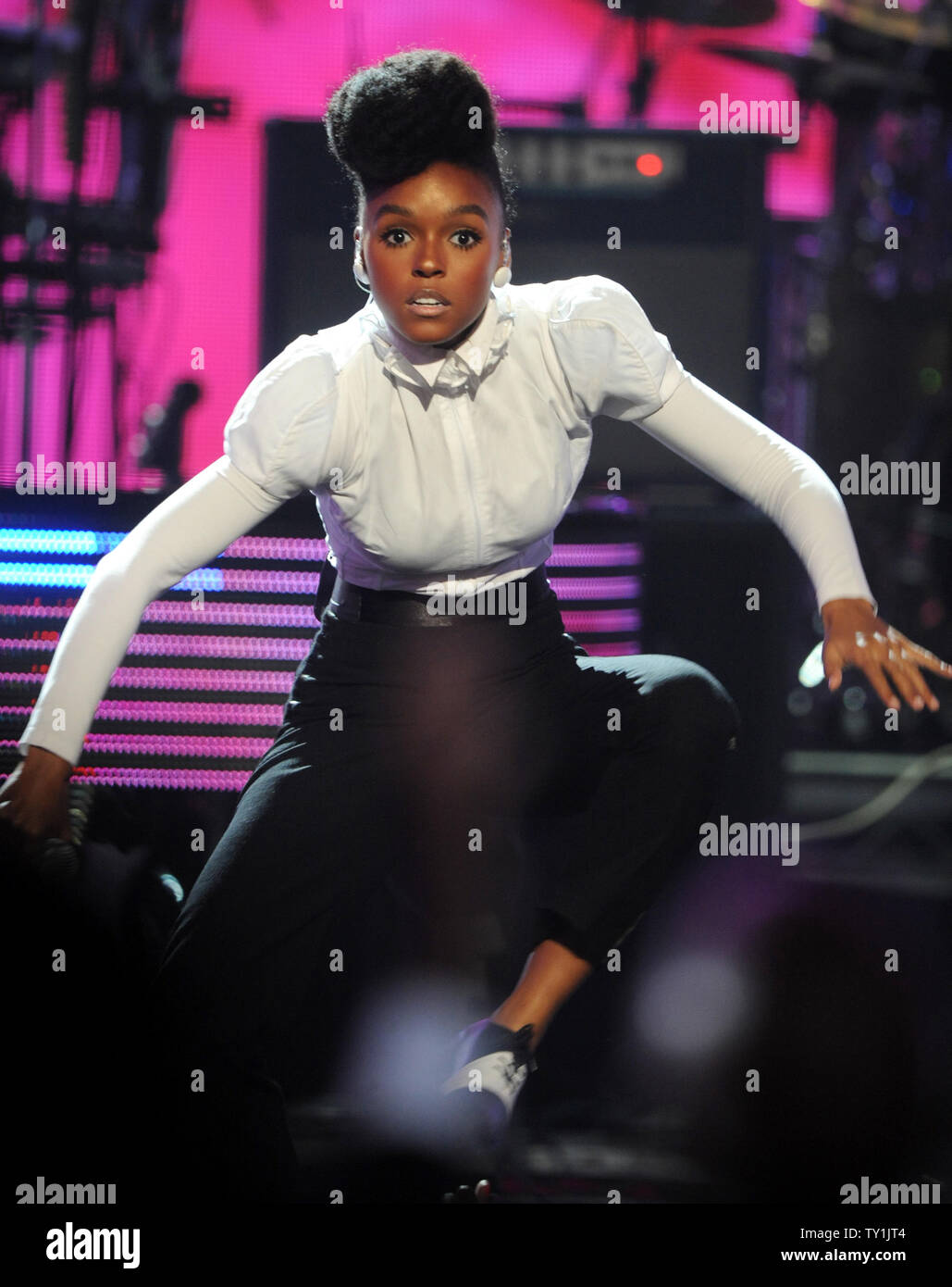 Janelle Monae performs "Let's Go Crazy" during the tribute to Prince ...