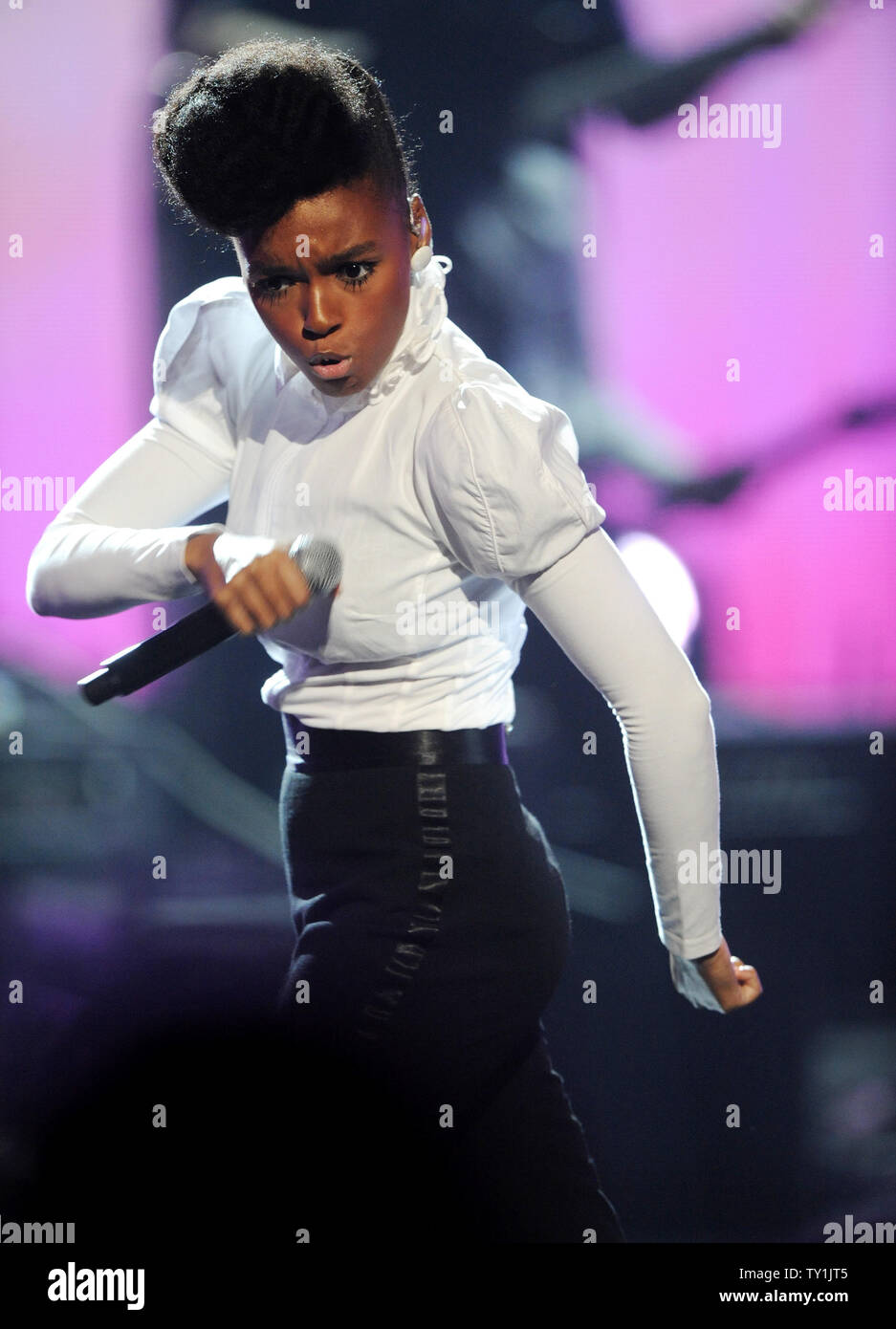 Janelle Monae performs "Let's Go Crazy" during the tribute to Prince ...