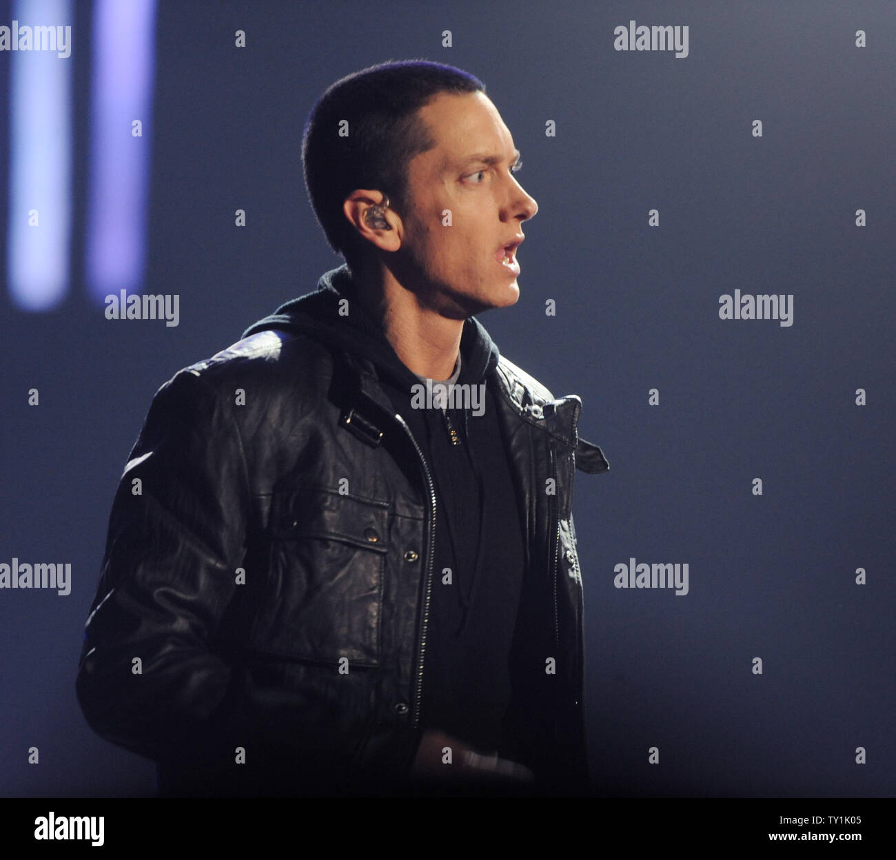 Eminem performs "Not Afraid" at the 2010 BET Awards in Los Angeles on ...