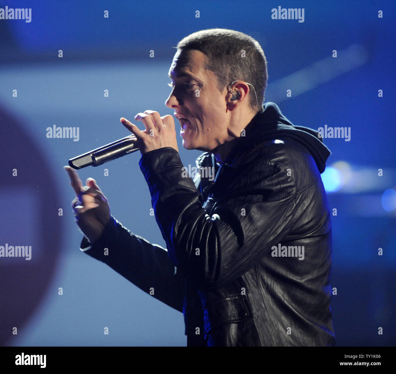 Eminem performs "Not Afraid" at the 2010 BET Awards in Los Angeles on ...