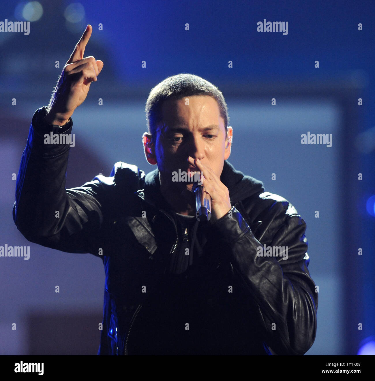 Eminem performs "Not Afraid" at the 2010 BET Awards in Los Angeles on ...
