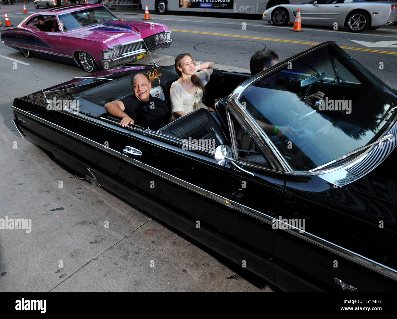 Cast member Cheech Marin arrives in a lowrider car at the premiere of ...