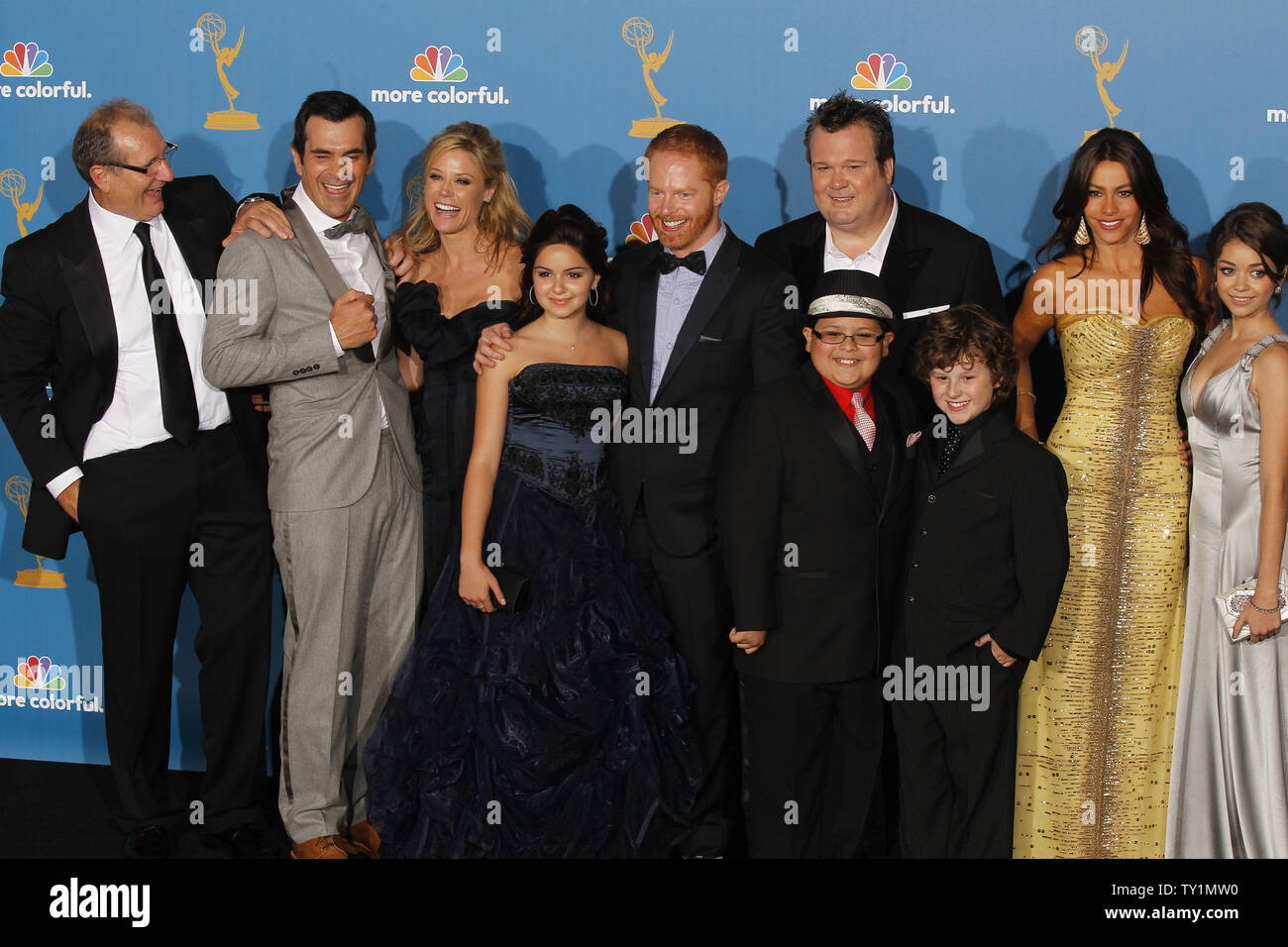 The cast of "Modern Family" poses at the 62nd Primetime Emmy Awards at ...