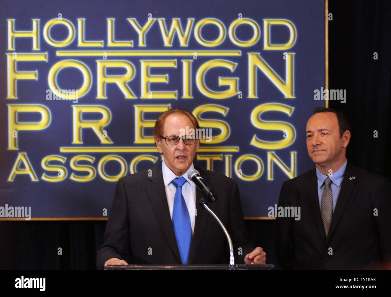 Philip Berk, president of the Hollywood Foreign Press Association (L ...