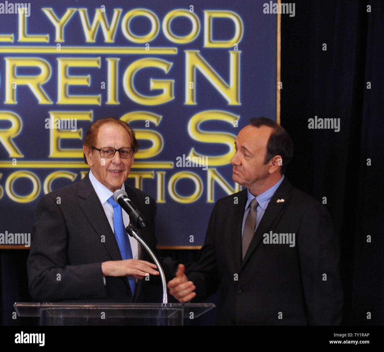 Philip Berk, president of the Hollywood Foreign Press Association (L ...