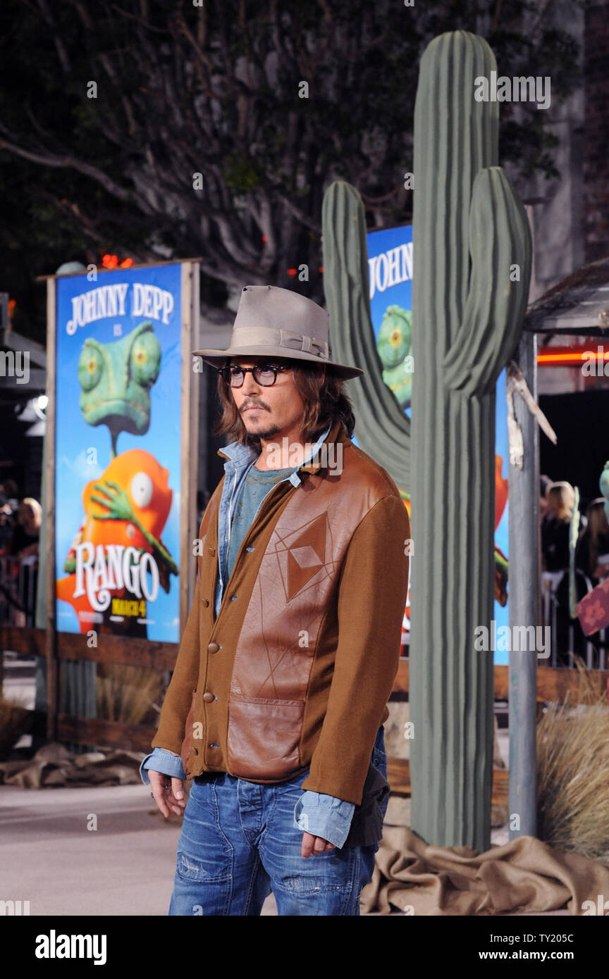 Actor Johnny Depp, who voices the titular character Rango in the ...
