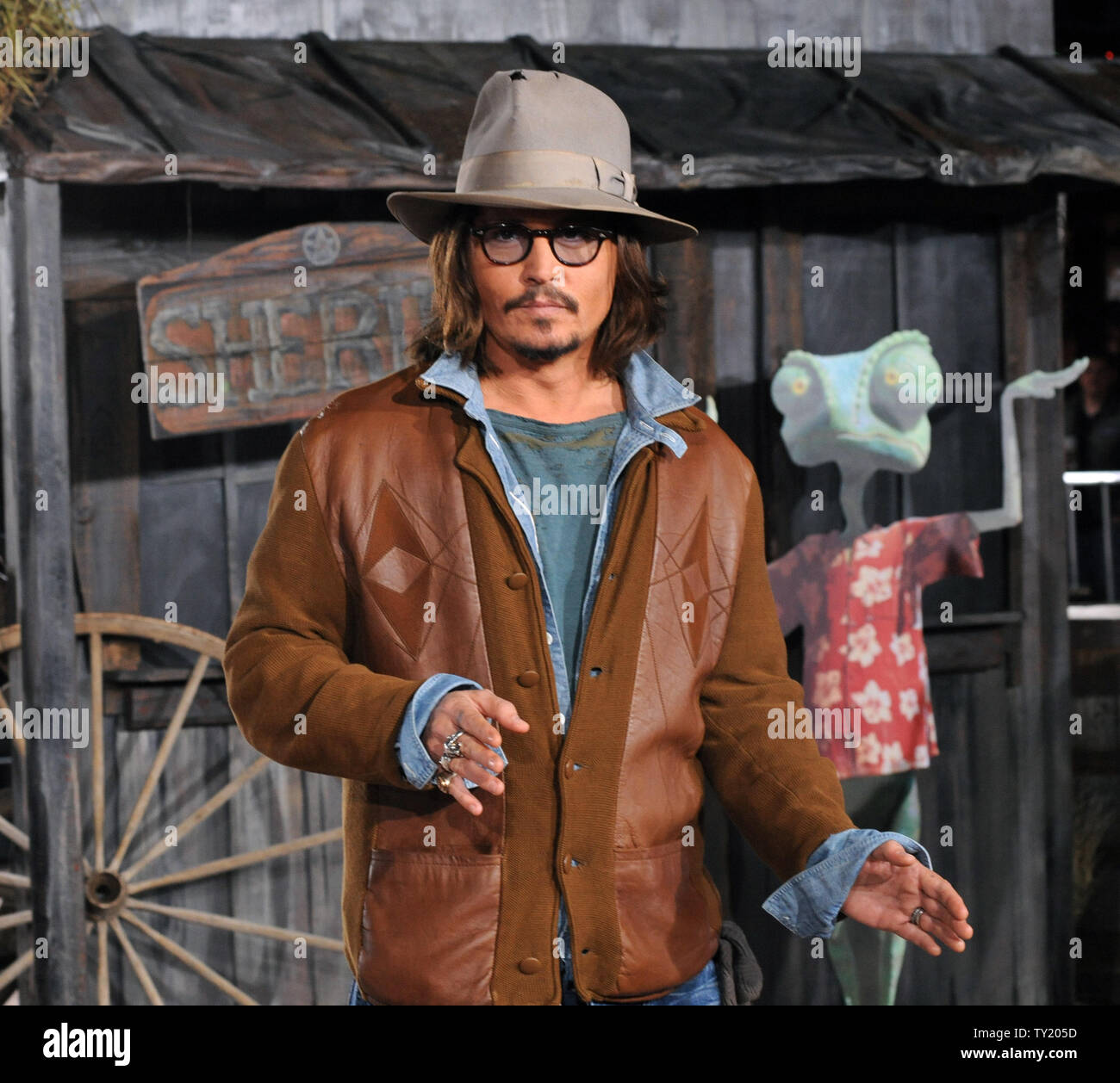 Actor Johnny Depp, who voices the titular character Rango in the ...