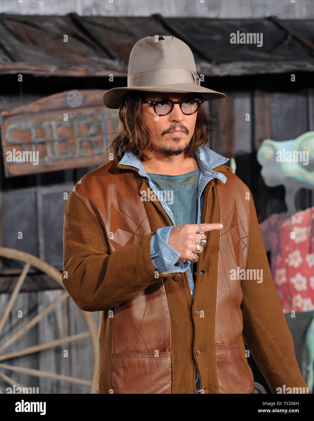 Actor Johnny Depp, who voices the titular character Rango in the ...