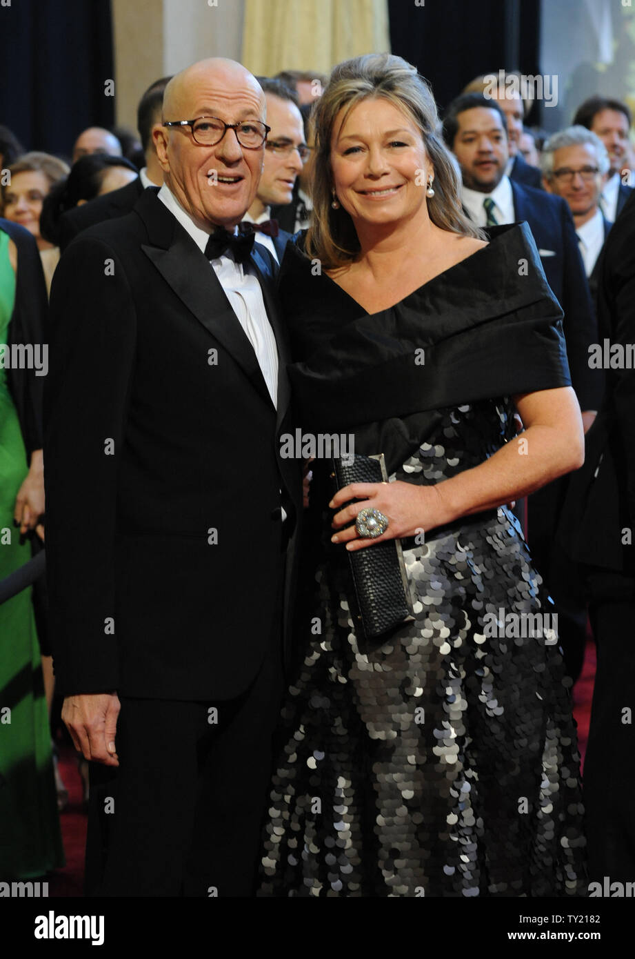 Actor Geoffrey Rush, left, and his wife Jane Menelaus arrive on the red ...
