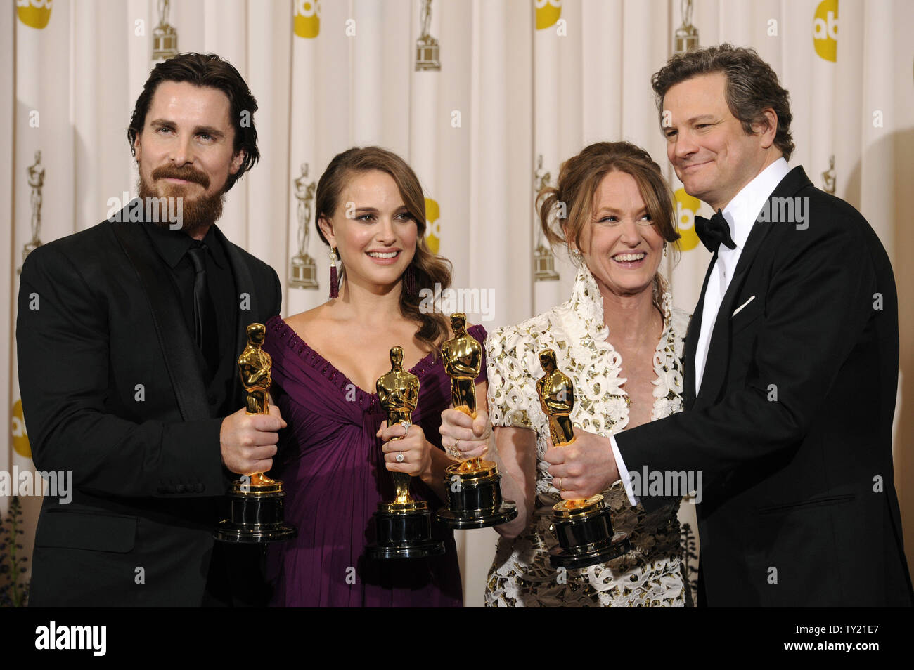 Left to right, Best Supporting Actor Christian Bale, Best Actress ...