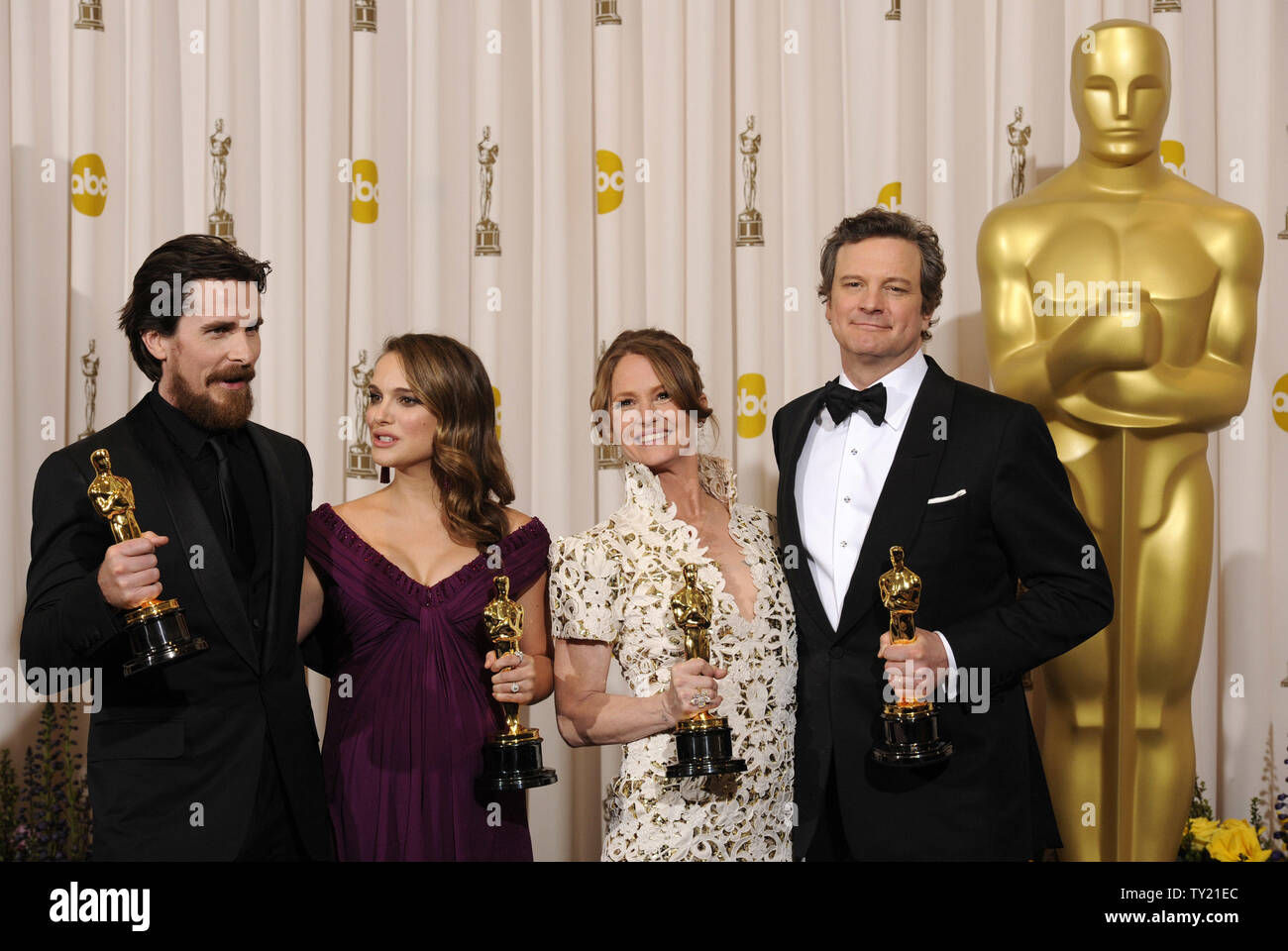 Left to right, Best Supporting Actor Christian Bale, Best Actress ...
