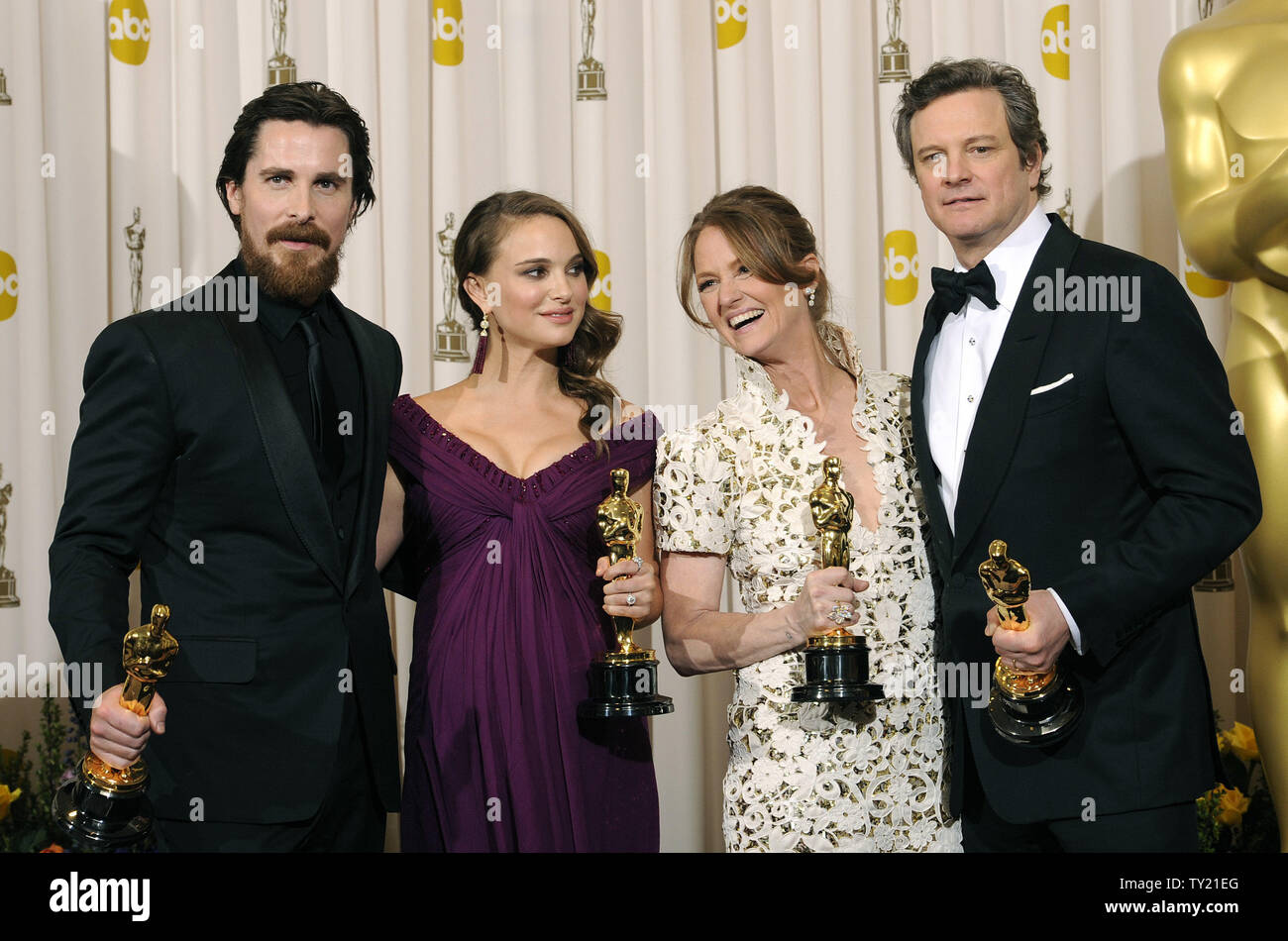 Left to right, Best Supporting Actor Christian Bale, Best Actress ...