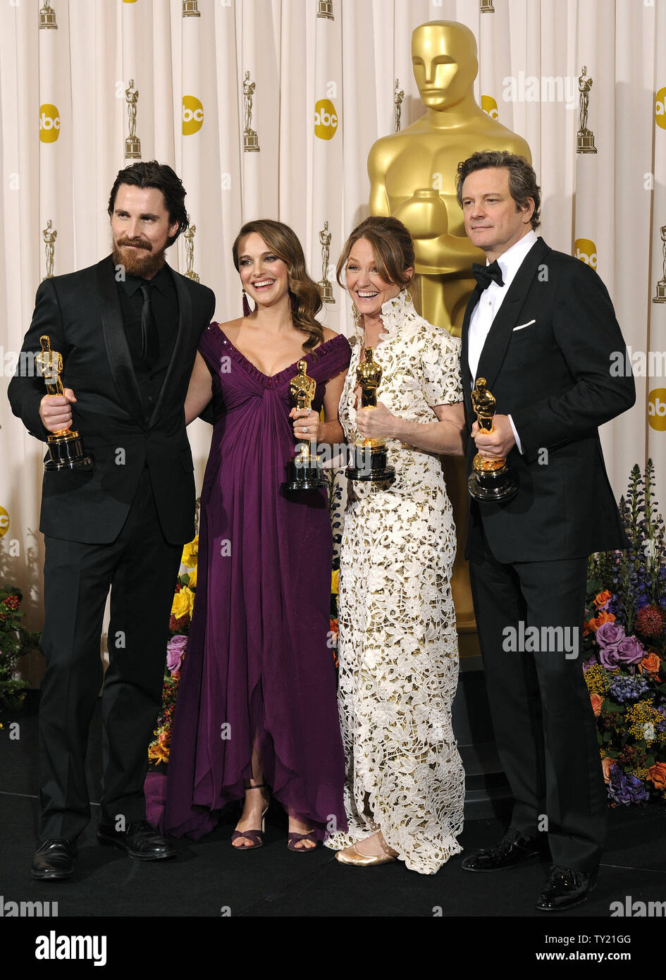 Left to right, Best Supporting Actor Christian Bale, Best Actress ...