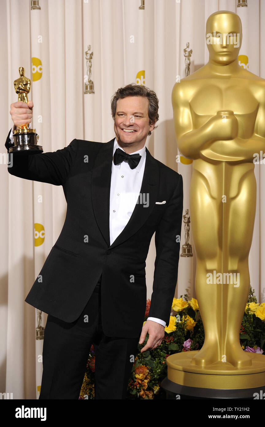 Best Actor Colin Firth poses with his Oscar backstage at the 83rd ...