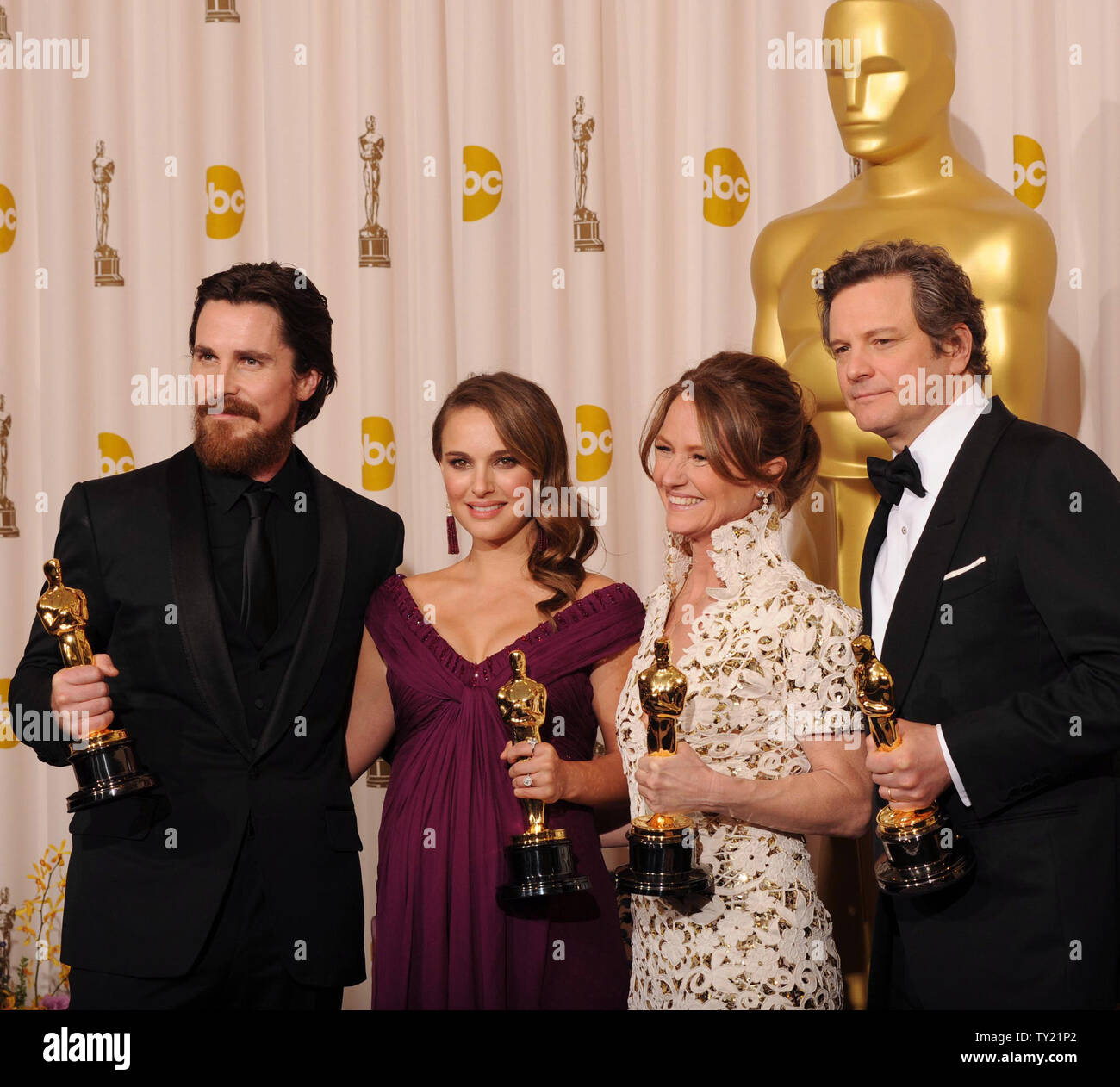 Left to right, Best Supporting Actor Christian Bale, Best Actress ...