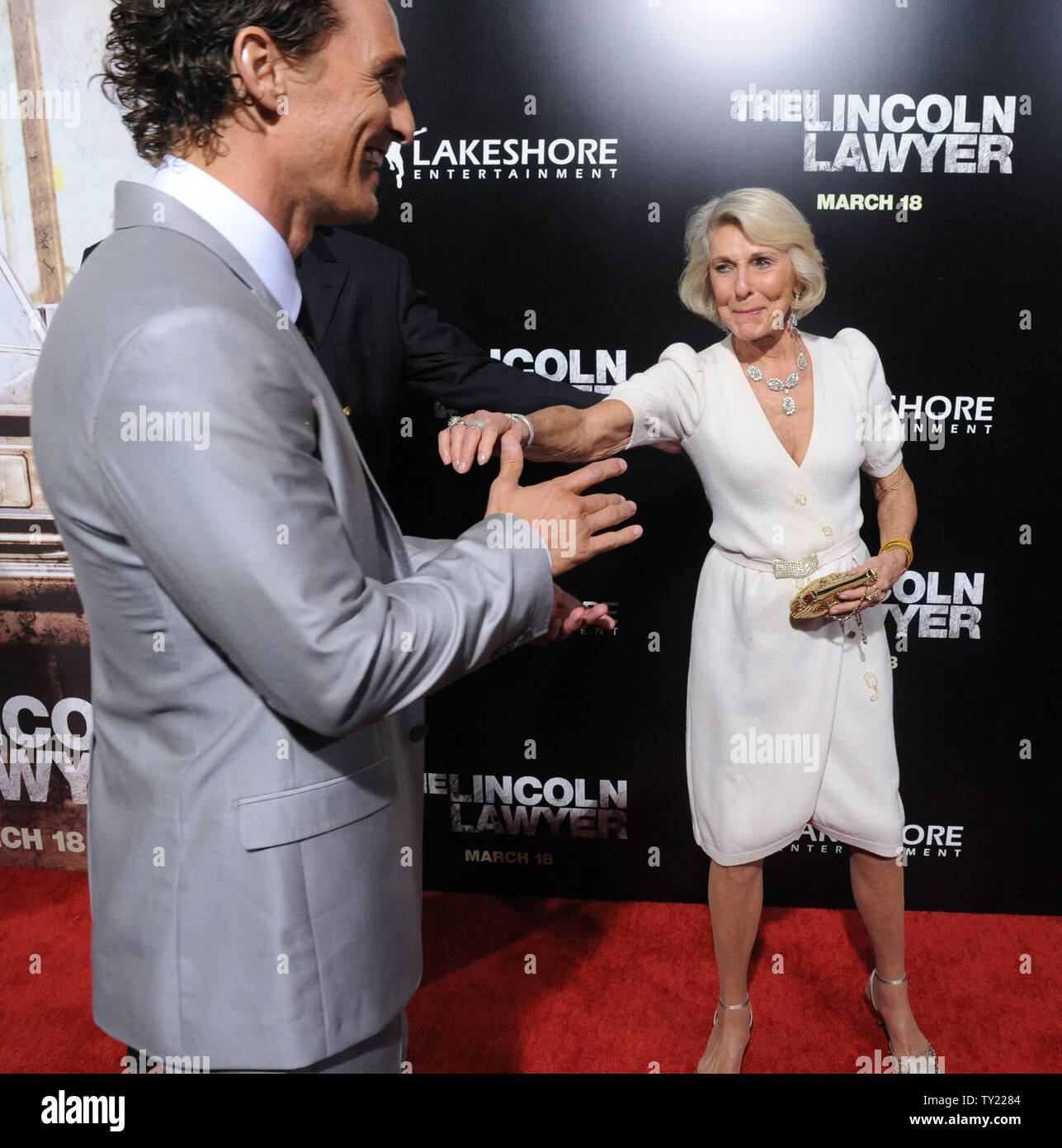 Actor Matthew McConaughey (L), a cast member in the motion picture drama "The Lincoln Lawyer ...