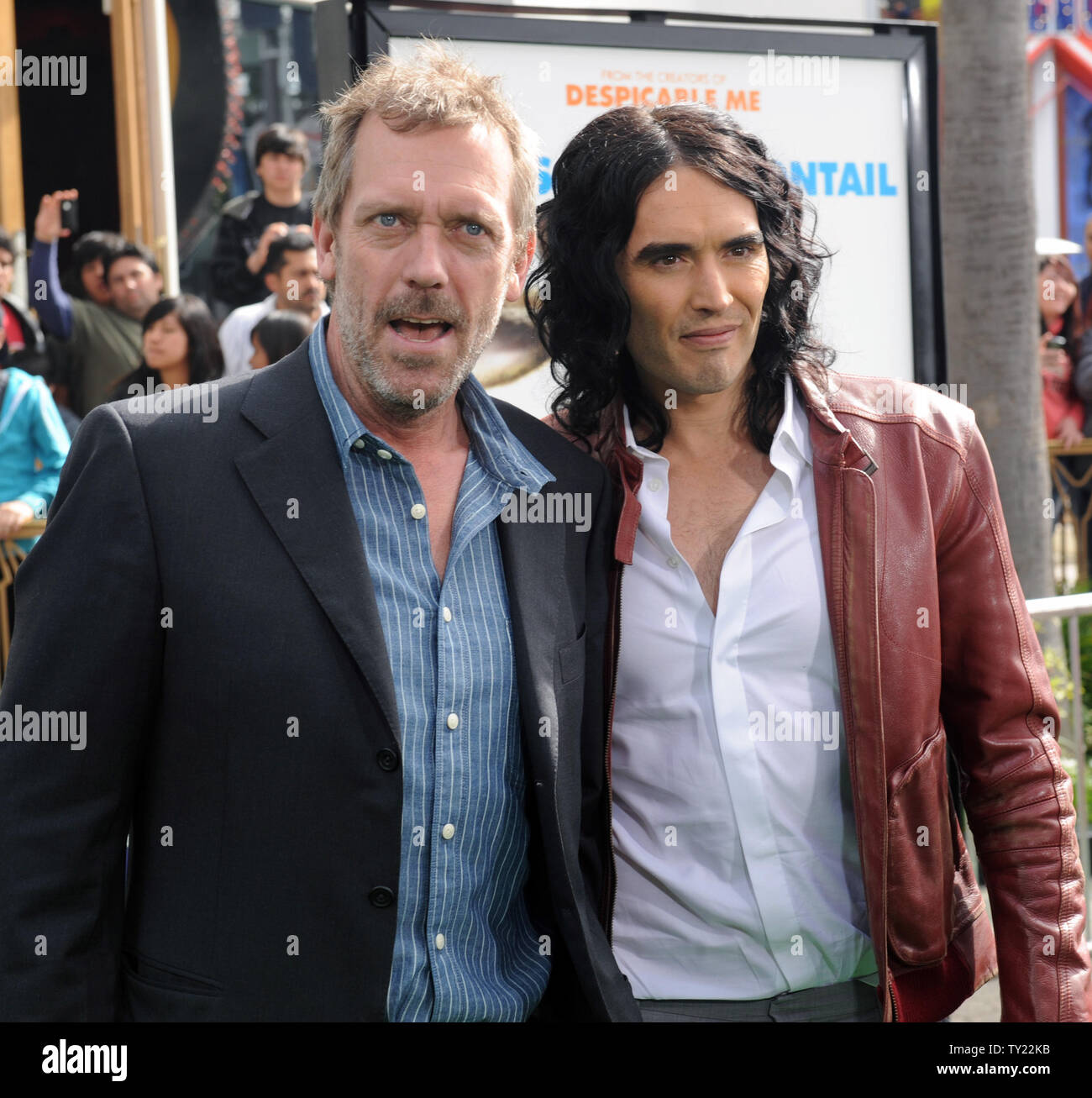 Actors Hugh Laurie (L) and Russell Brand, the voices of E.B's Dad and E ...