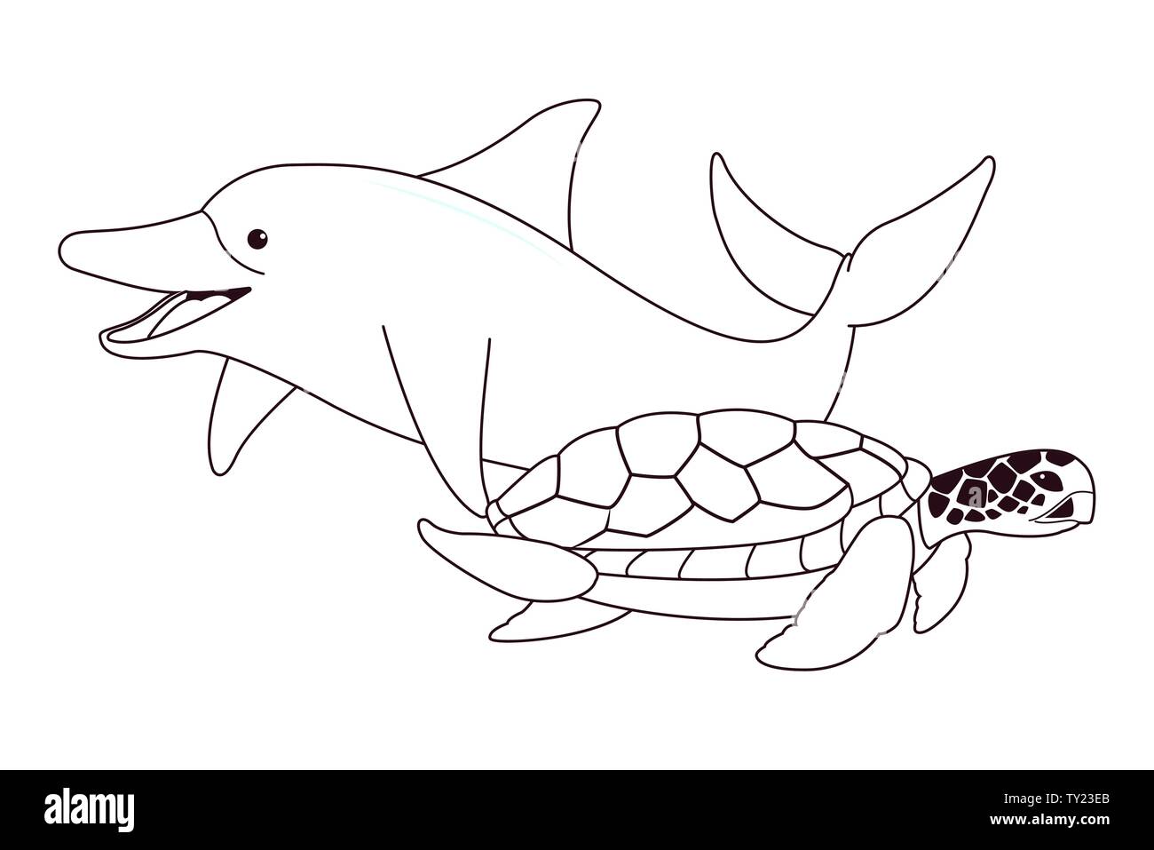 Turtle swimming in white Stock Vector Images - Alamy