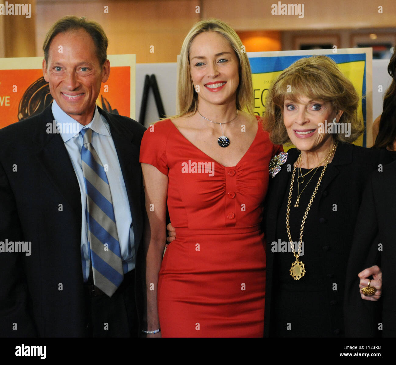 Anthony Peck, actress Sharon Stone and Veronique Peck (L-R) attend the ...