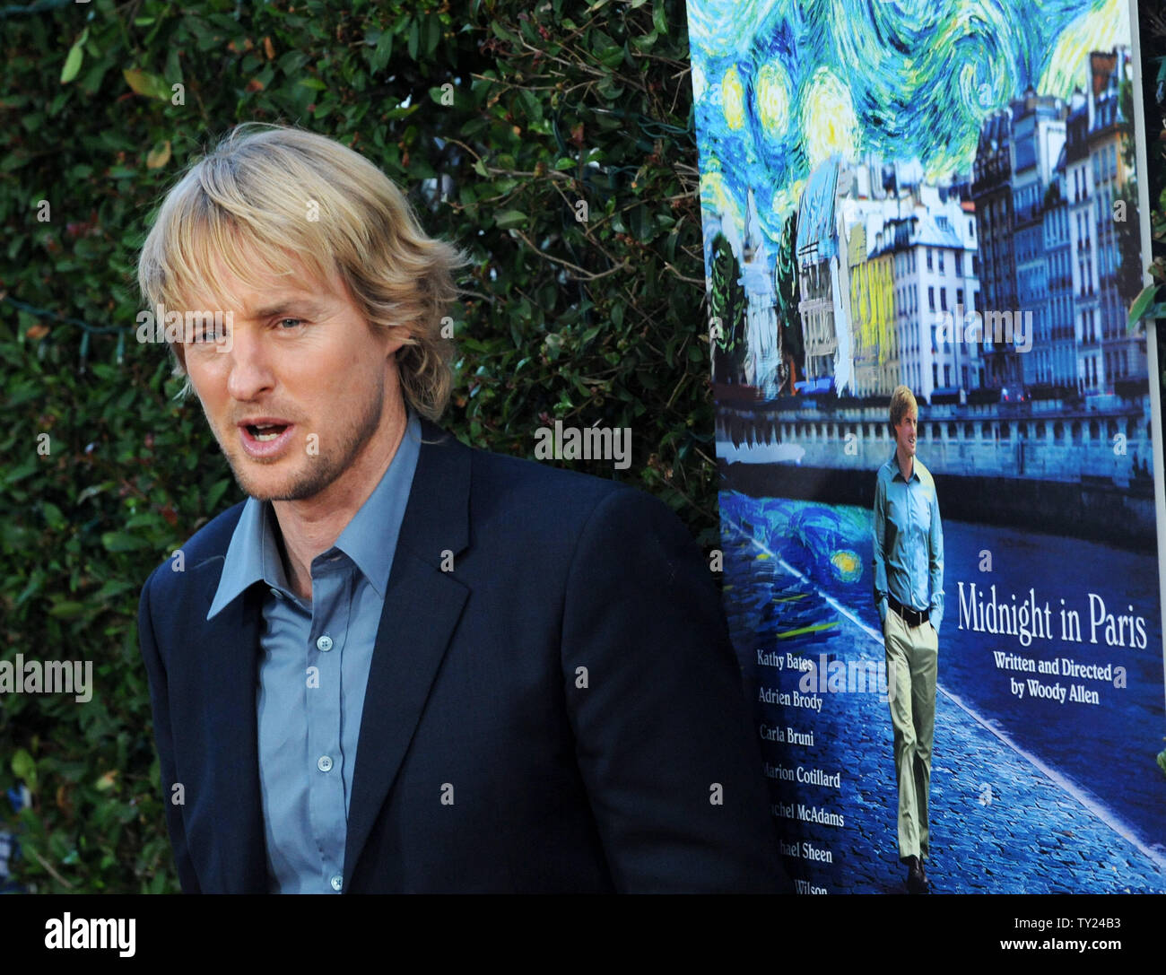 Actor Owen Wilson, a cast member in the motion picture romantic comedy ...