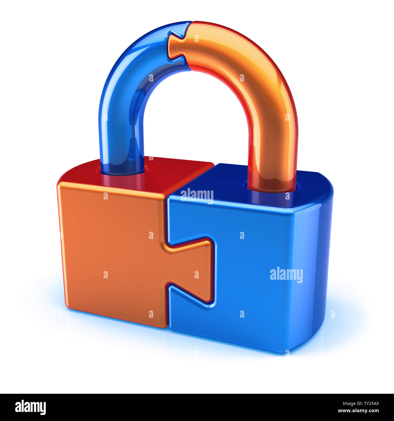 lock padlock puzzle orange blue closed, security protection conundrum ...
