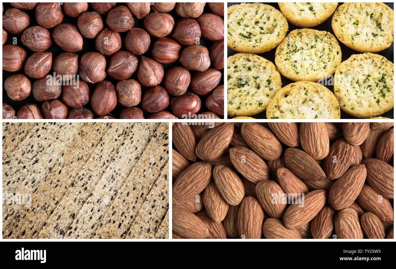 Set of food background: nuts, biscuits, bread Stock Photo - Alamy