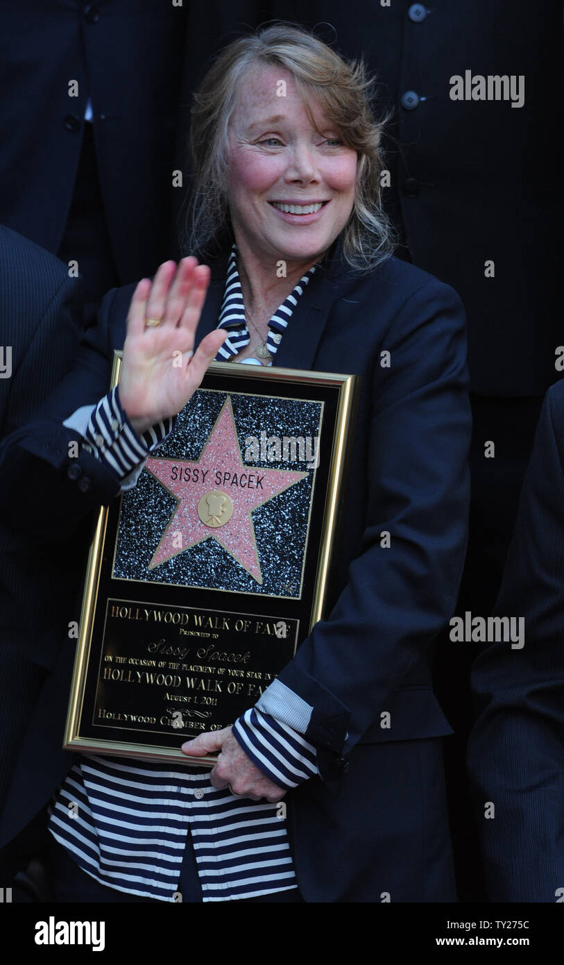 Actress Sissy Spacek holds a replica plaque during an unveiling ...