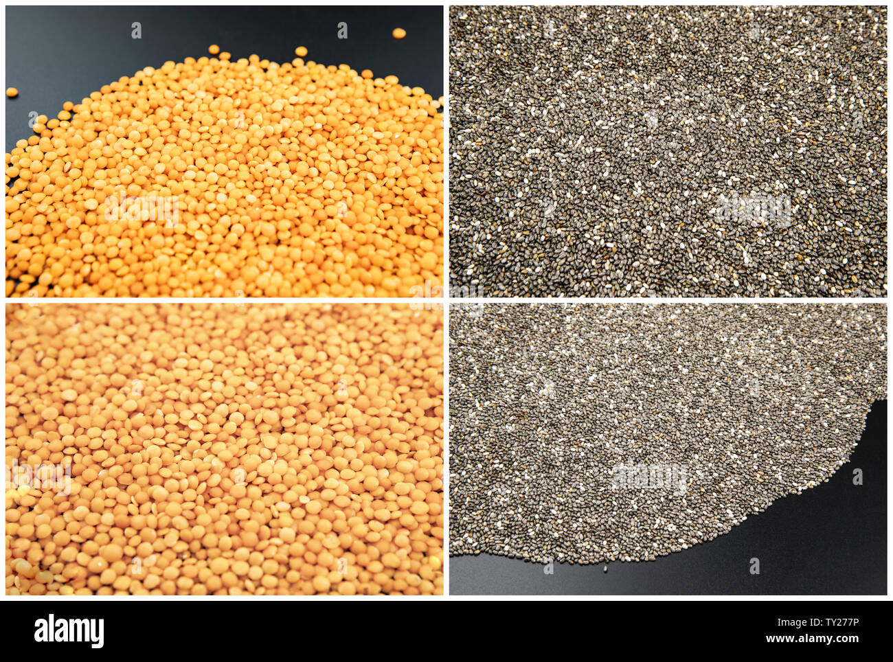 Set of food background texture: Chia, Lentils Stock Photo - Alamy
