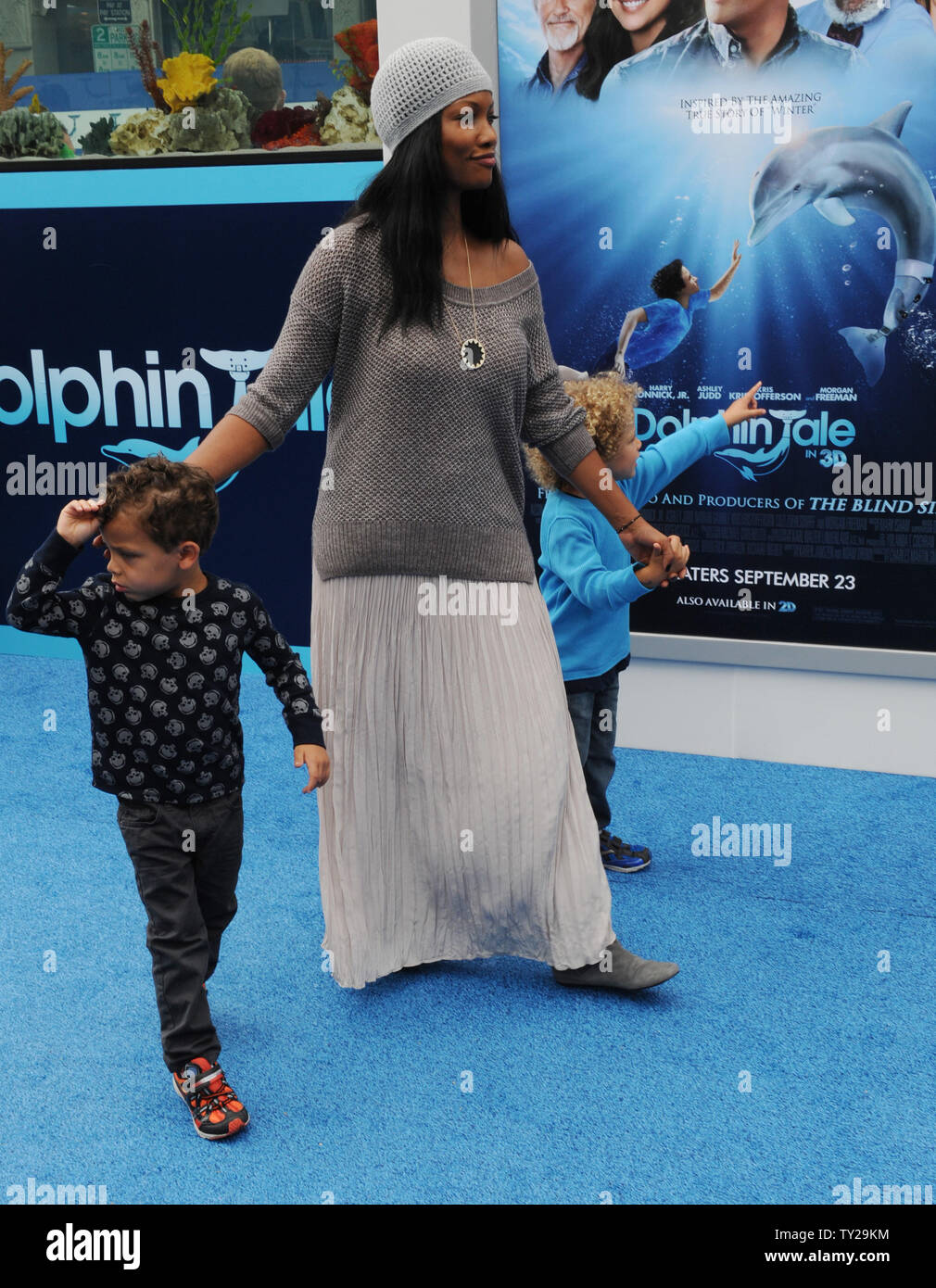 Actress Garcelle Beauvais and her twin sons Jaid (L) and Jax, attend ...