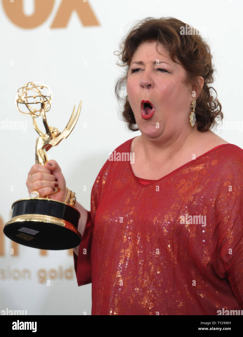 Margo Martindale holds her Emmy for her performance as the wicked Maggs ...