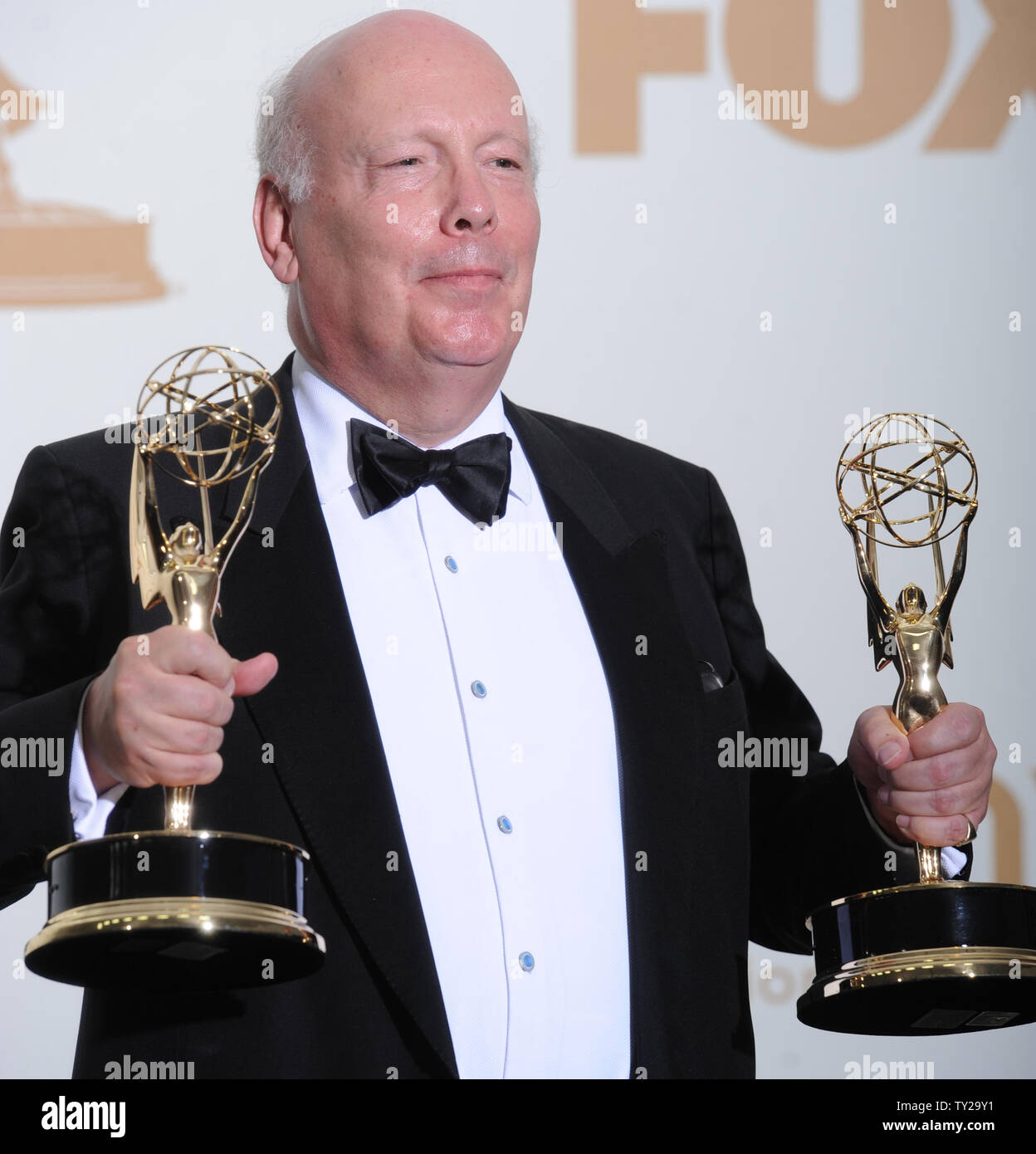"Downtown Abbey" writer Julian Fellowes hold Emmys for best miniseries ...