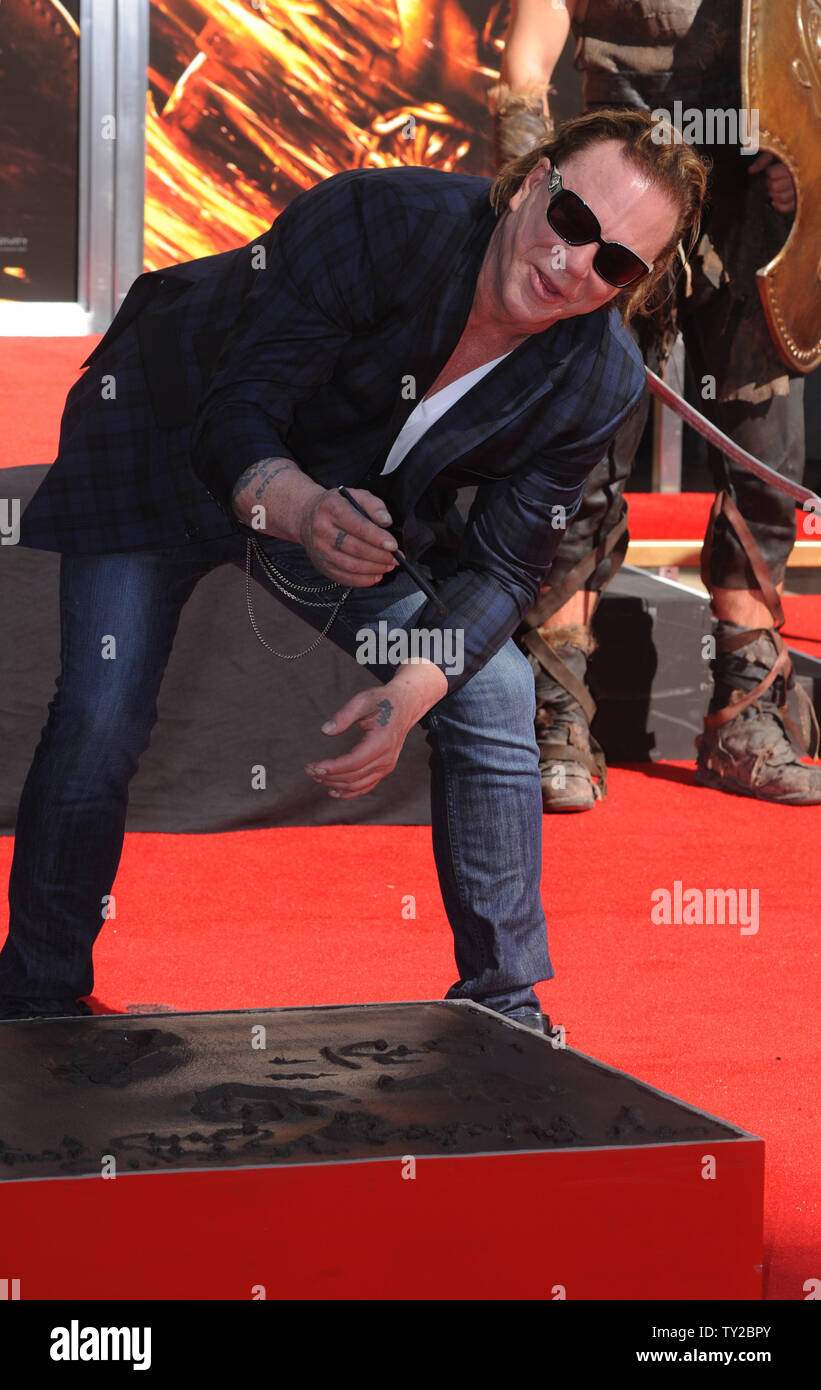 Actor Mickey Rourke participates in his hand & footprint ceremony at ...