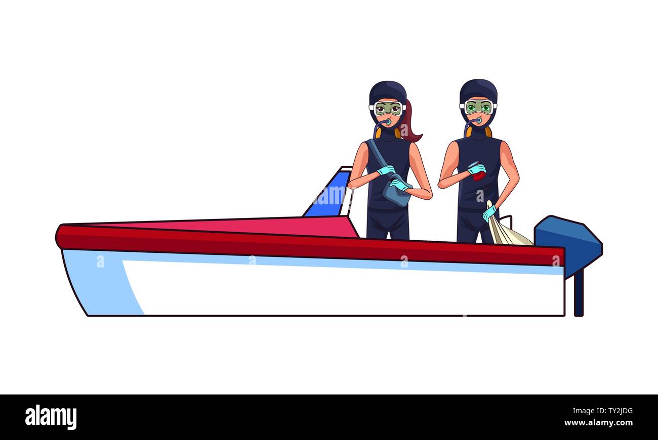 boat boarding with two person Stock Vector Image & Art - Alamy