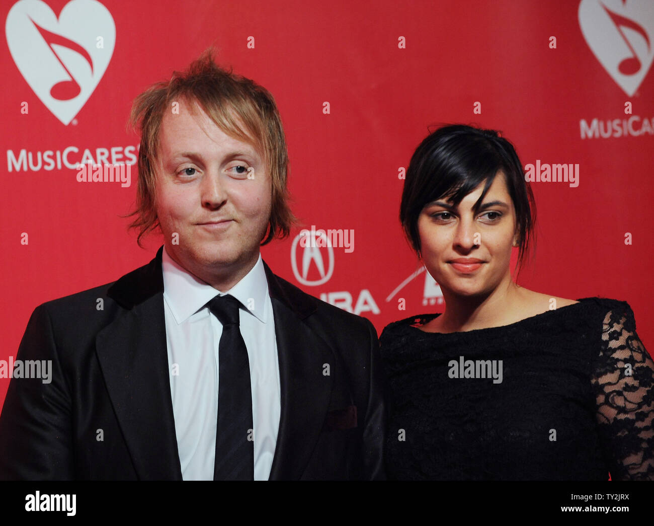 Musician James McCartney (L) and Jade Nazareth arrive for the MusiCares ...