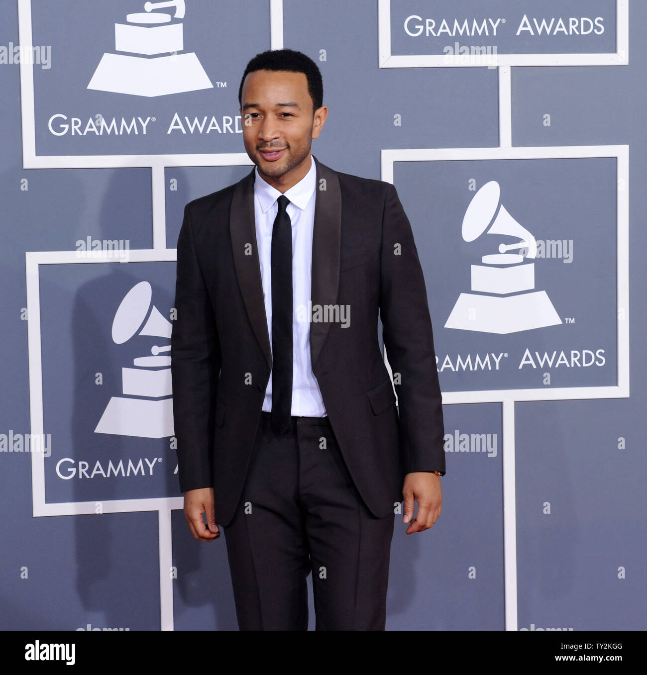 Singer John Legend arrives at the 54th annual Grammy Awards at Staples ...
