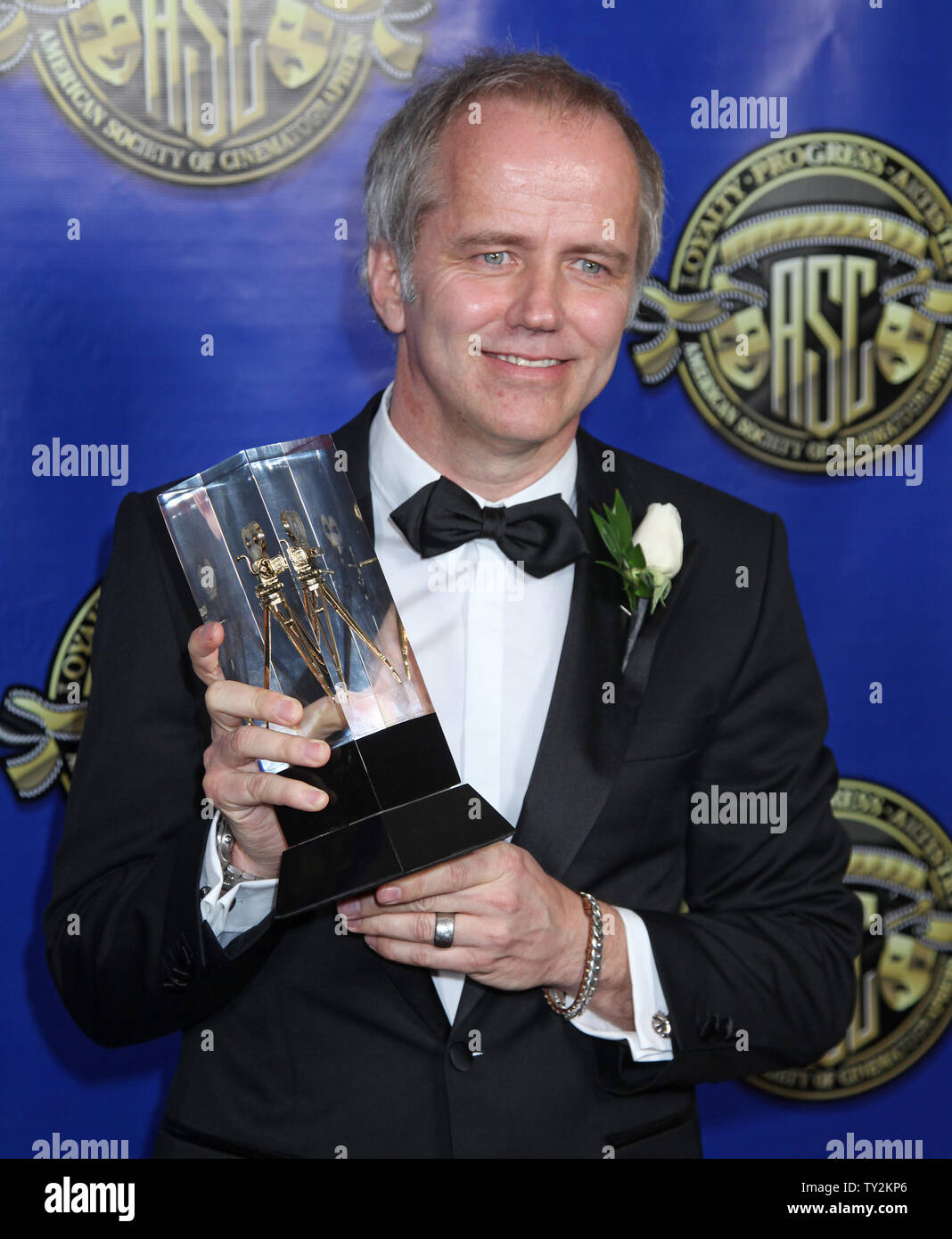 Cinematographer Martin Ruhe arrives backstage after receiving the TV ...