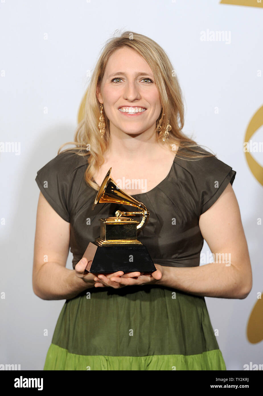 Laura Story holds Grammy for Best Songwriter at the 54th annual Grammy ...