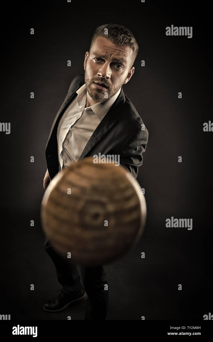 Strong bearded young man bat hi-res stock photography and images - Alamy