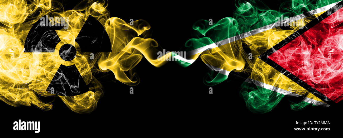 Guyana, Guyanese vs nuclear smoky mystic flags placed side by side ...