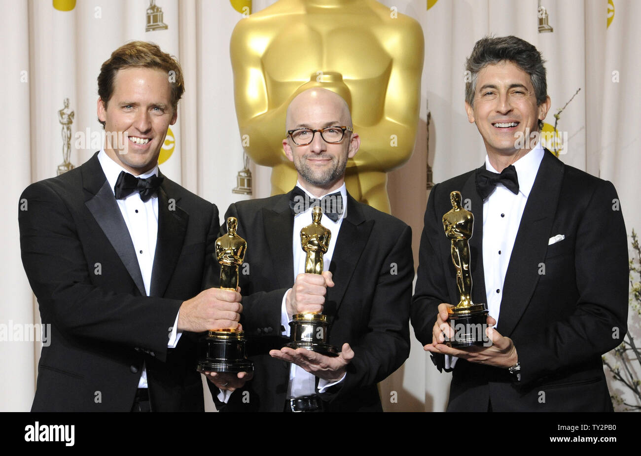 Alex Payne, Nat Faxon and Jim Rash pose with their Oscar for Adapted ...