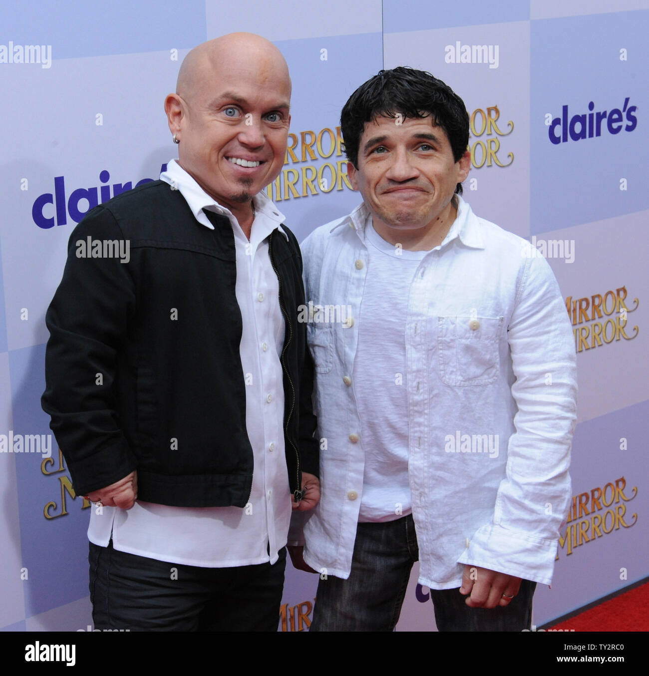 Actors Martin Klebba (L) and Mark Povinelli, cast members in the motion ...
