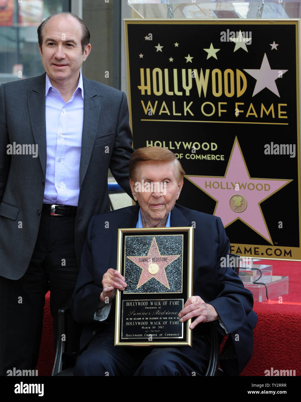 Sumner Redstone (R), Executive Chairman of Viacom and CBS Corporation ...